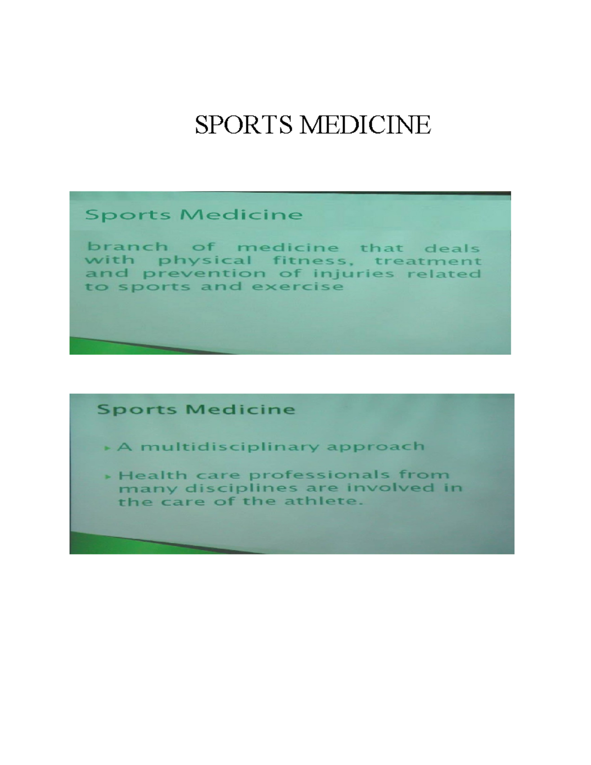 Sports Medicine 1 - For students with PEH - BS Accountancy - SPORTS ...