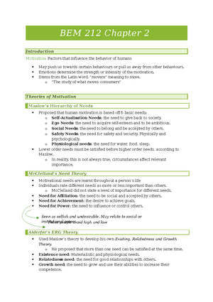 BEM 212 Chapter 3 notes - consumer behaviour south african psychology ...