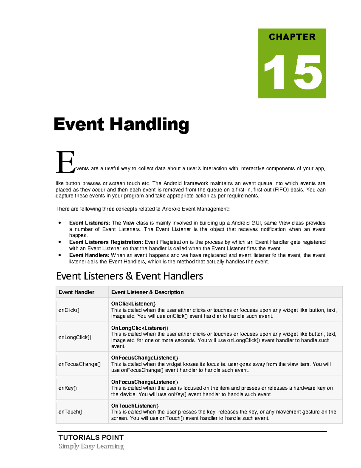 Android tutorial-UI Controls - TUTORIALS POINT Event Handling E vents ...