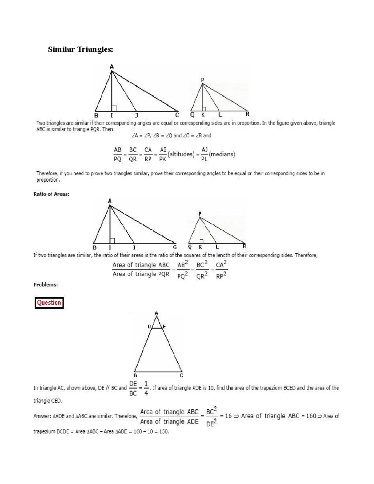 Similar triangles - Geometry - Mathematics - Similar Triangles: - Studocu