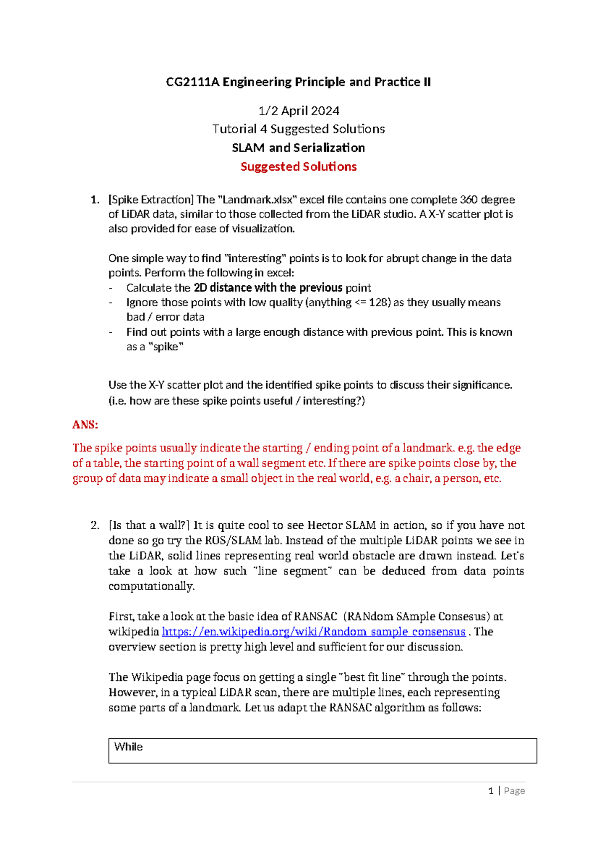 CG2111A Tutorial 4 - Ans - CG2111A Engineering Principle and Practice ...