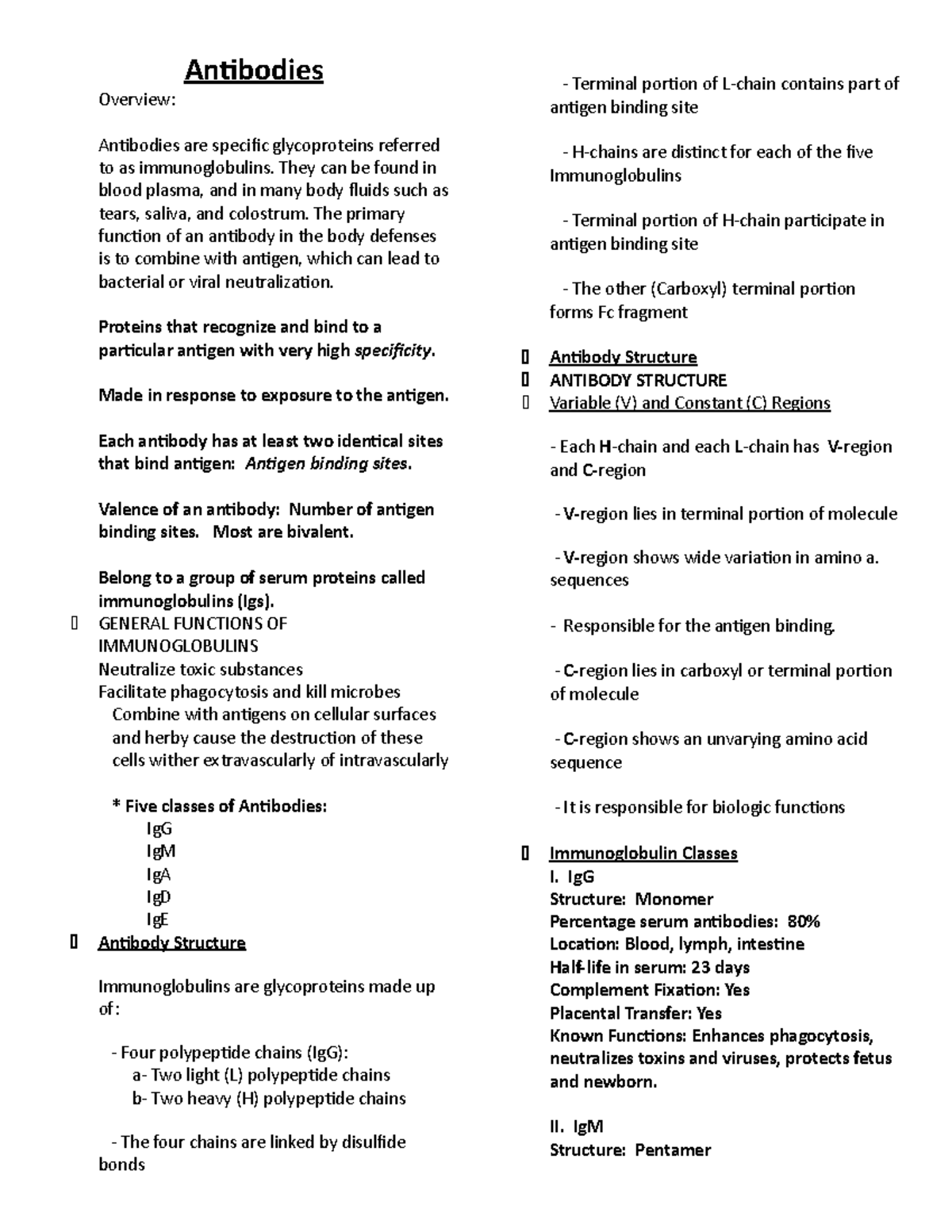 Antibodies - Antibodies Overview: Antibodies are specific glycoproteins ...
