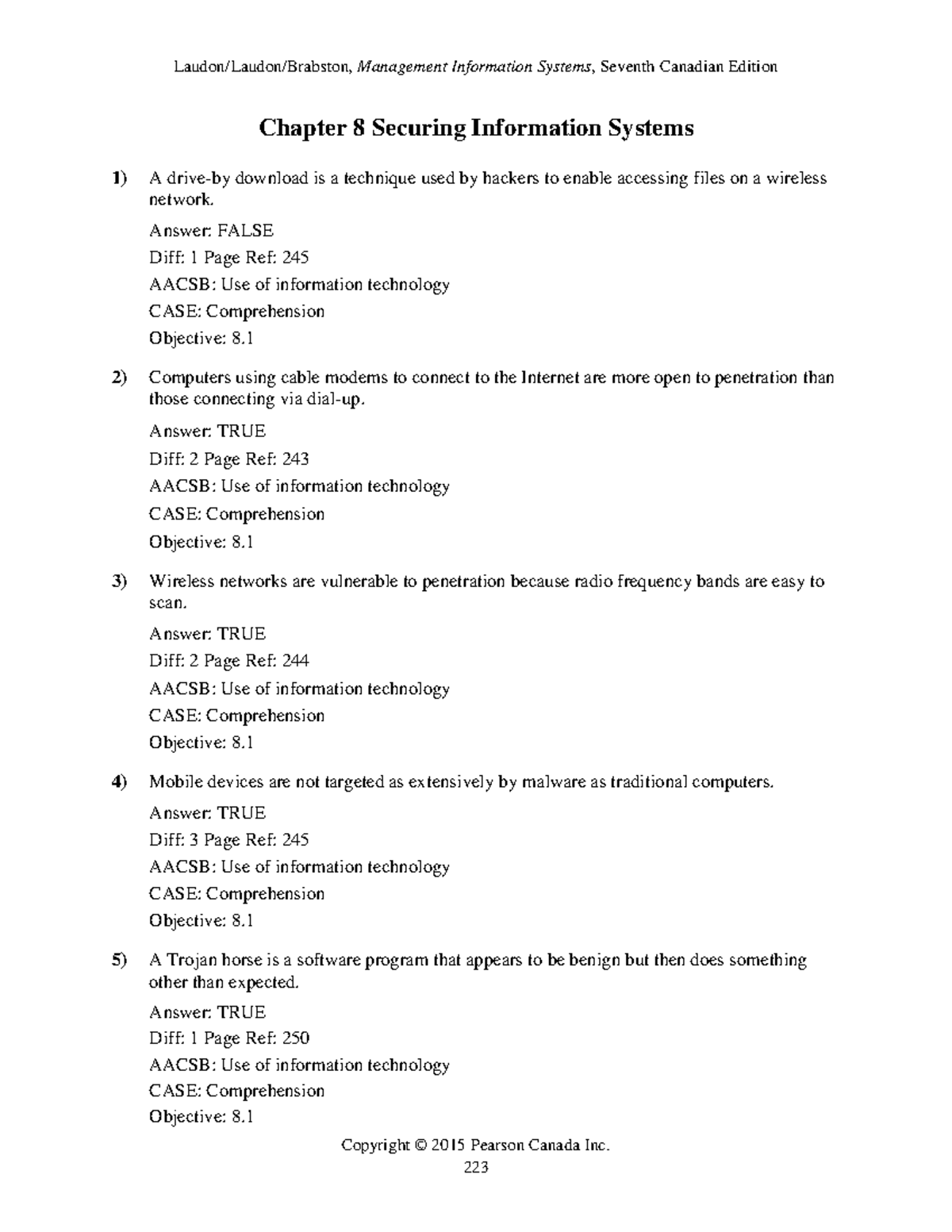8 - practice - Copyright © 2015 Pearson Canada Inc. Chapter 8 Securing ...
