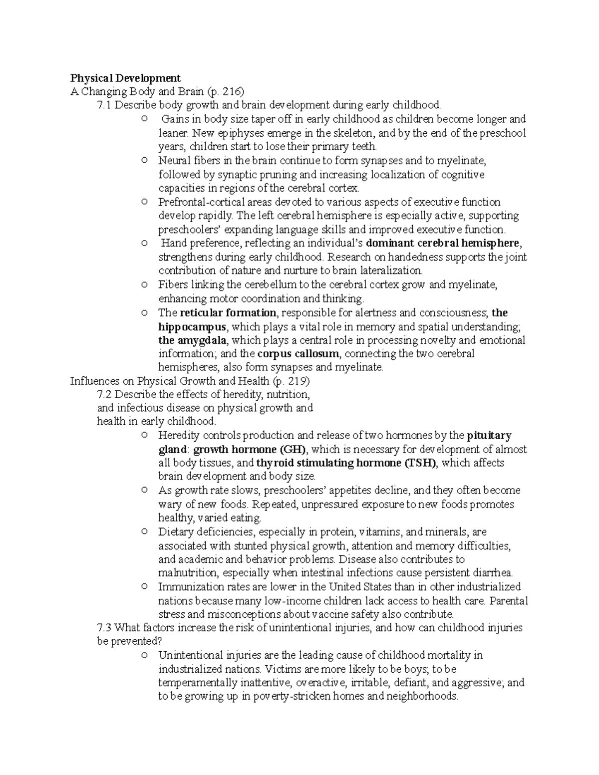 Chapter 7 notes development through the lifespan seventh ed - Physical ...