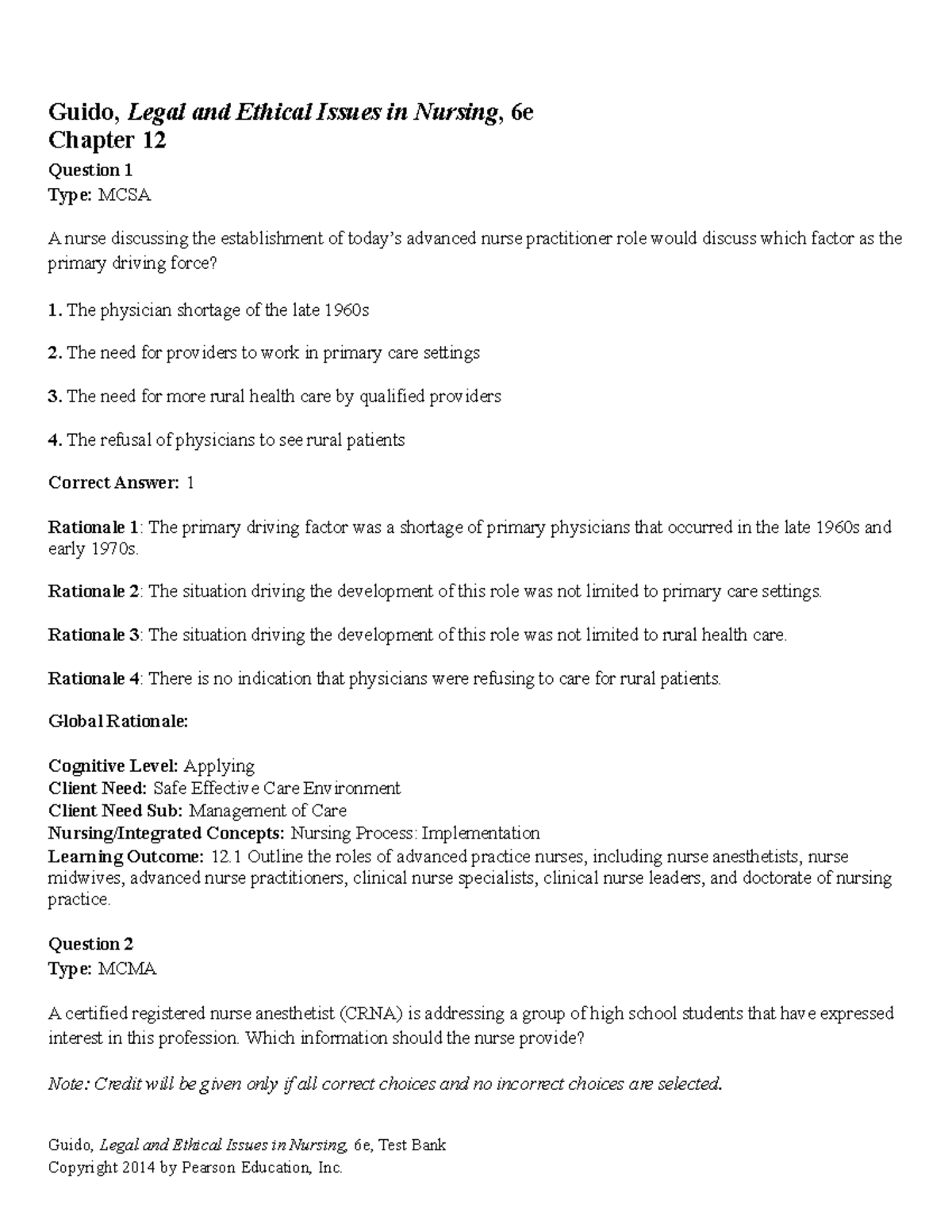 Ch 12 - updated in 2022 - Guido, Legal and Ethical Issues in Nursing ...