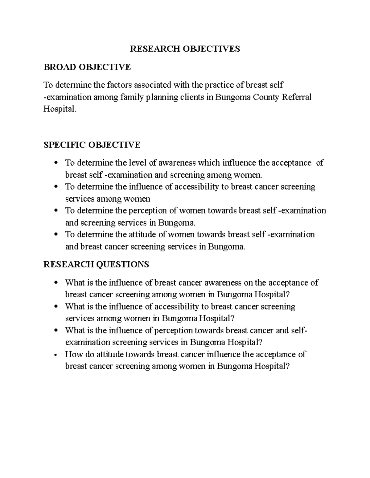Research Objectives - Yayahg - Clinical medicine - KMTC - Studocu