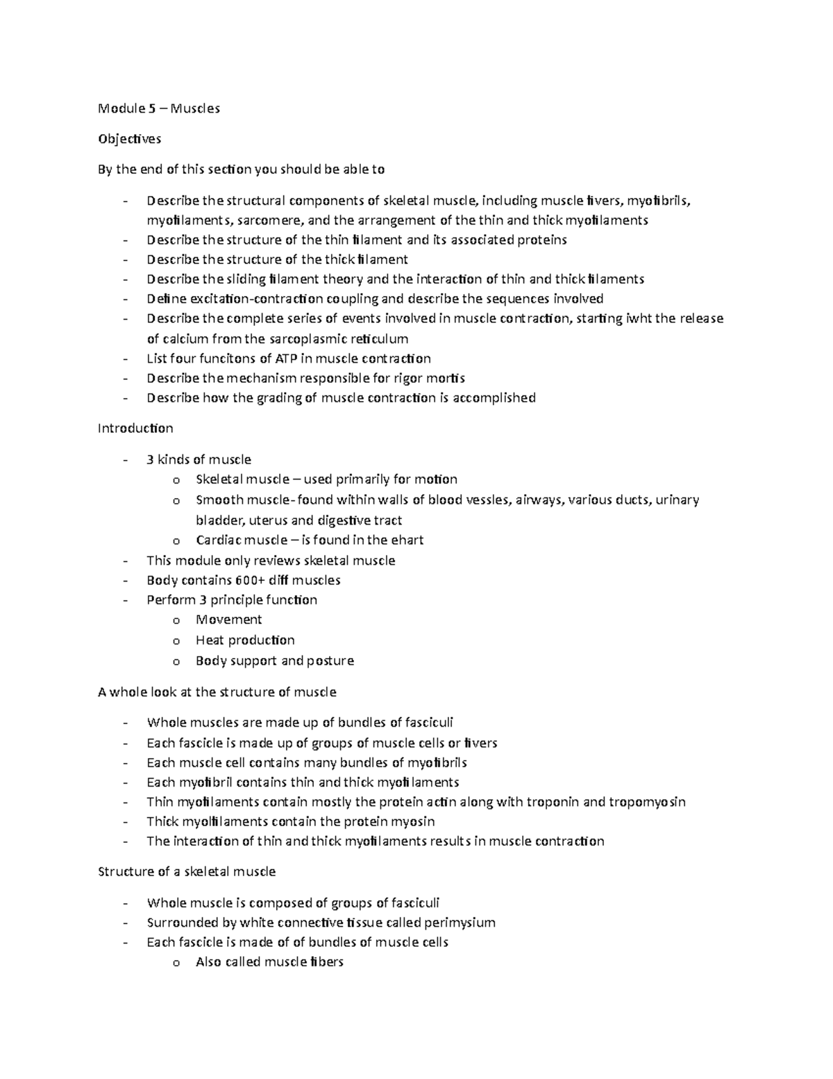 Module-5-Muscle of PHYS 2130 - Module 5 – Muscles Objectives By the end ...