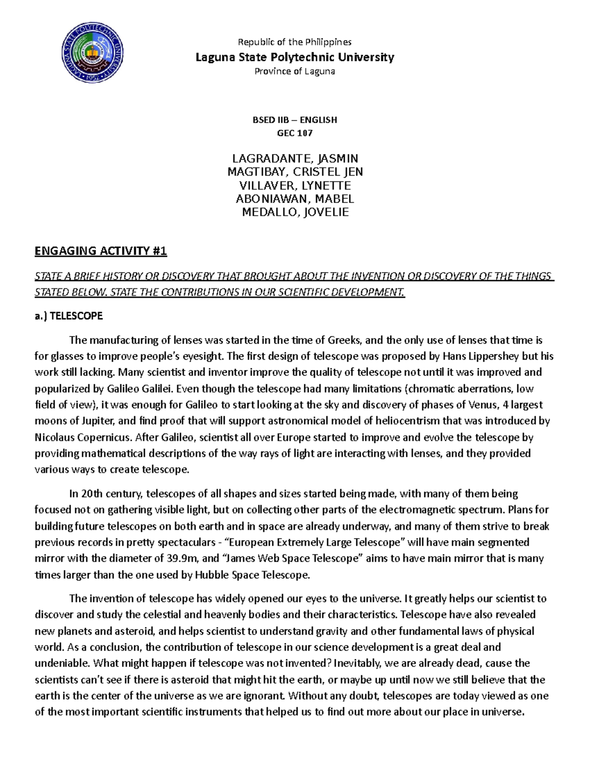 WEEK-6 - Science - Republic of the Philippines Laguna State Polytechnic ...