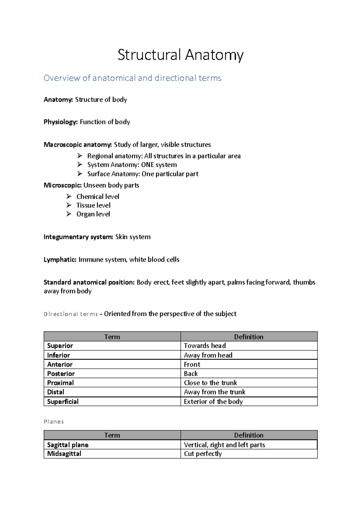 Structural Anatomy - Structural Anatomy Overview of anatomical and ...