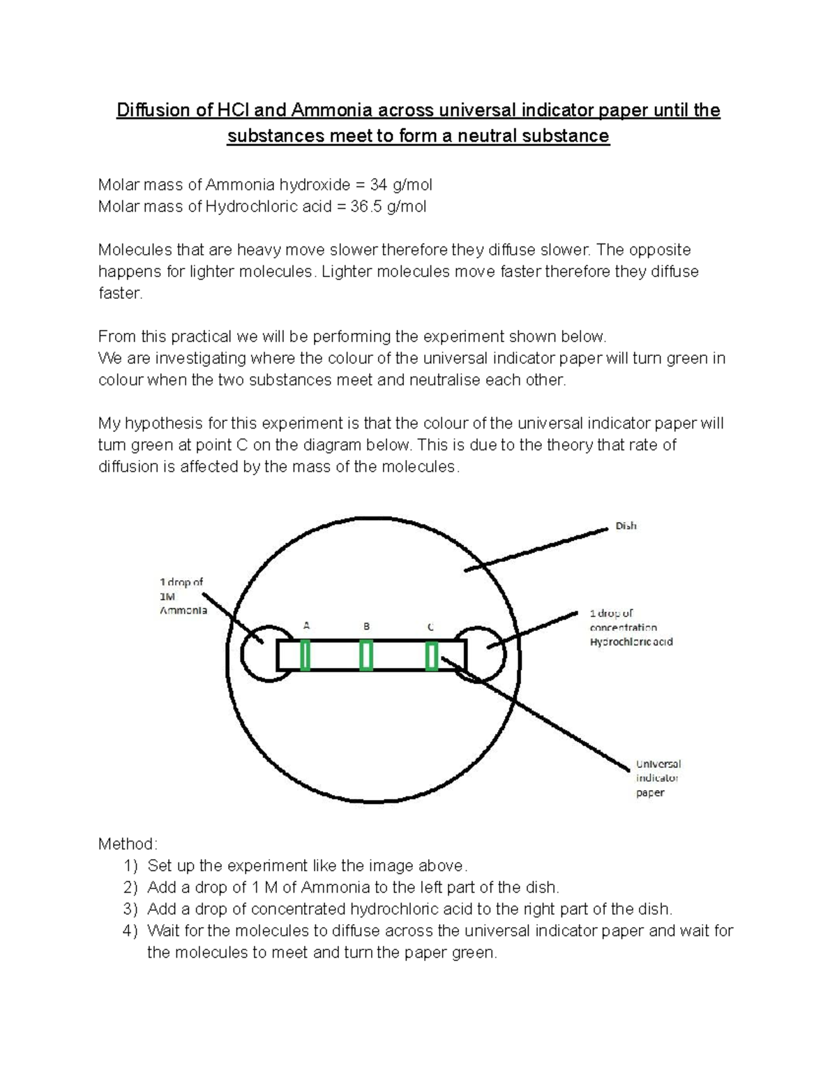 Lily Chivers - Mini write up - Diffusion of HCl and Ammonia - Diffusion ...