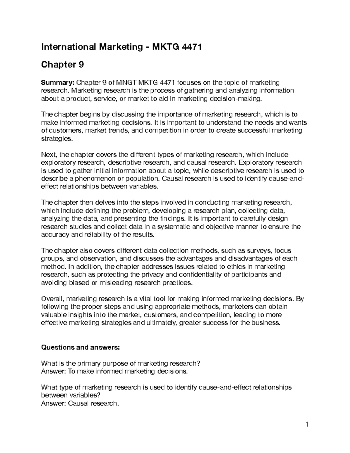 MKTG 4471 - Chapter 9 - International Marketing - MKTG 4471 Chapter 9 ...