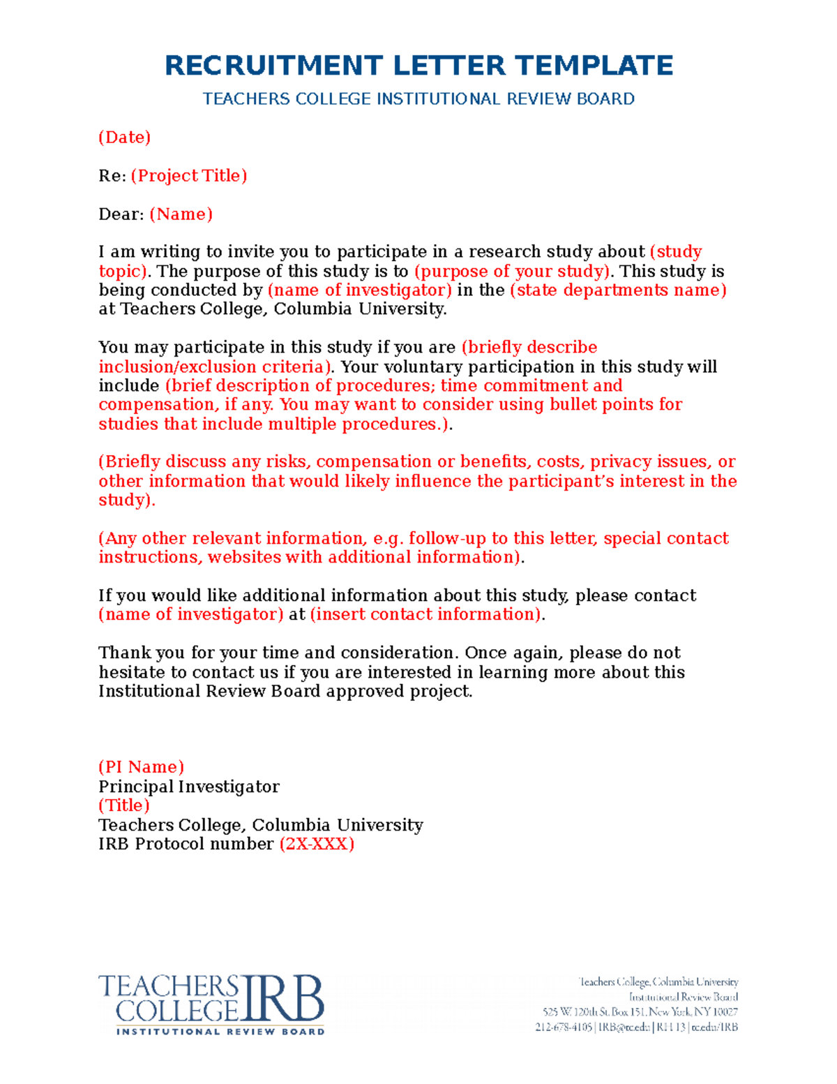 Recruitment-Letter-Template - RECRUITMENT LETTER TEMPLATE TEACHERS ...
