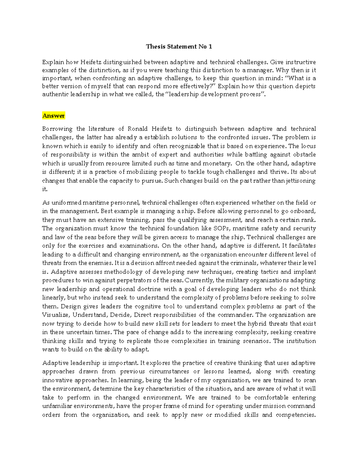 Thesis Statement No 1 - Give instructive examples of the distinction ...