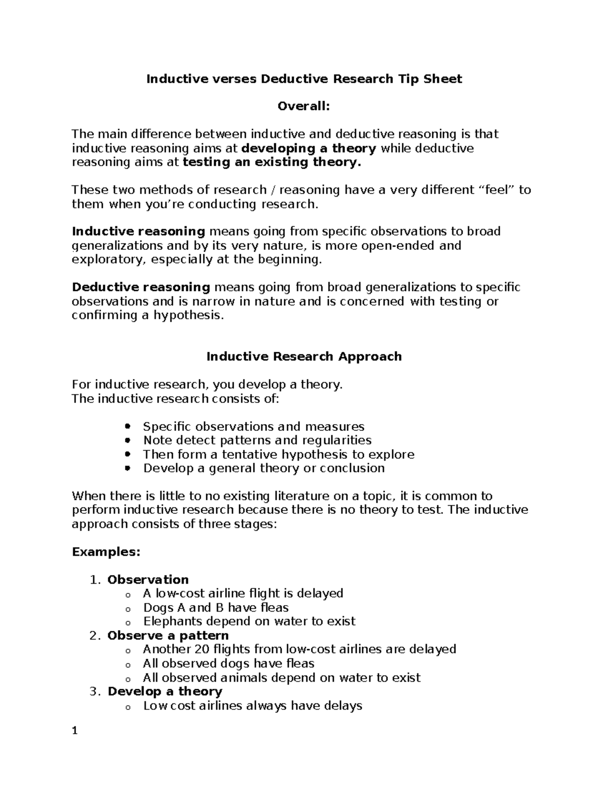 Week 6 Tip Sheet Inductive and Deductive Reasoning - Inductive verses ...