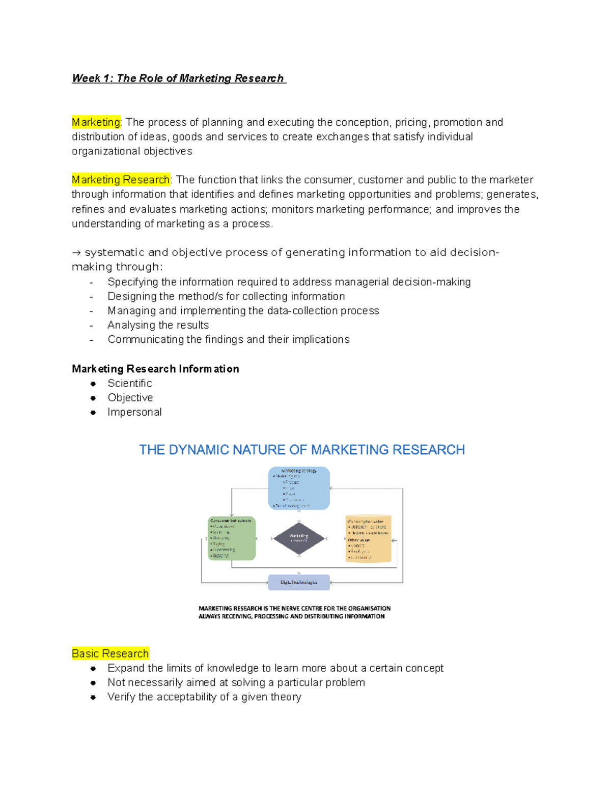 Final Exam Review MKTG2113 - Week 1: The Role of Marketing Research ...