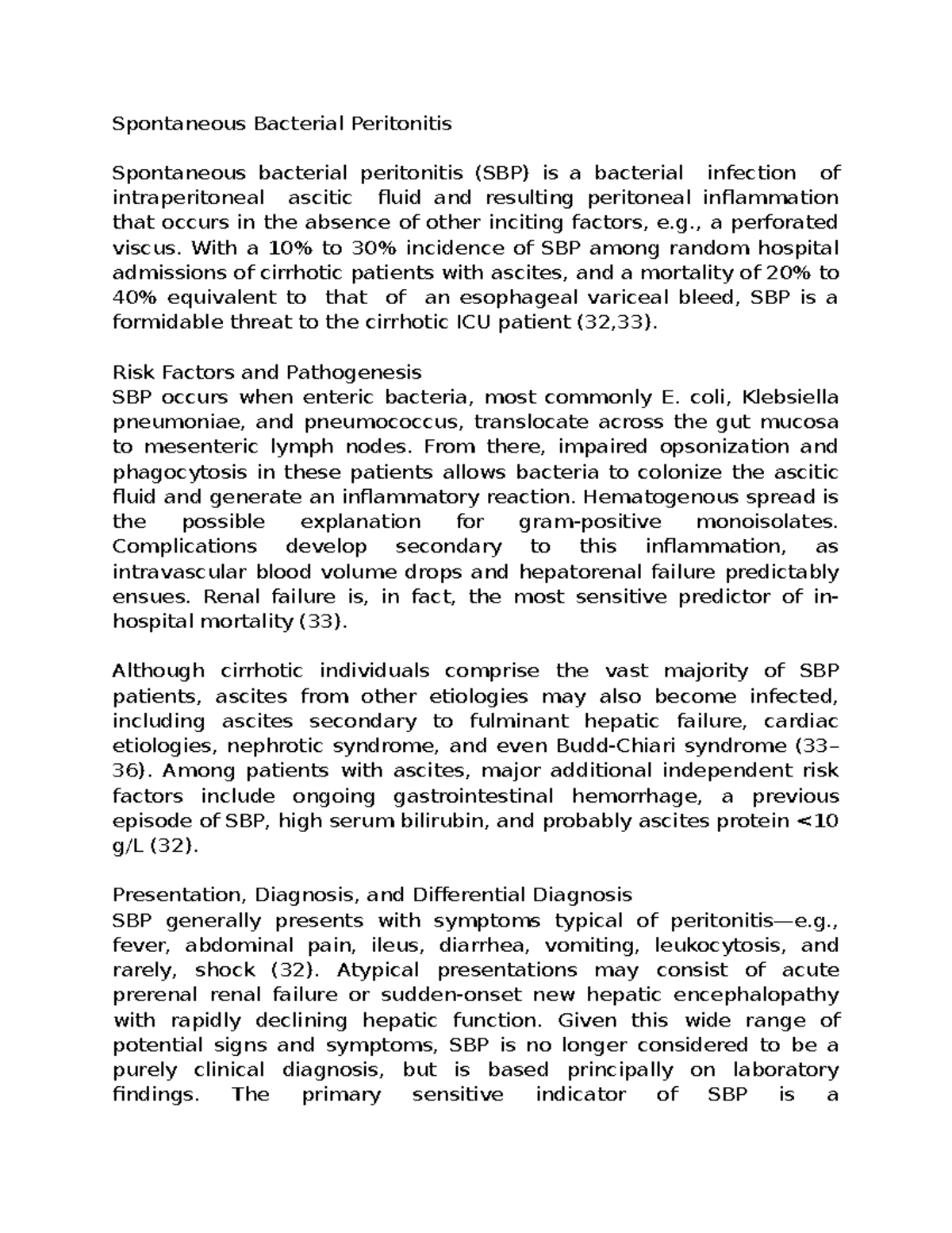 Spontaneous Bacterial Peritonitis - Spontaneous Bacterial Peritonitis ...