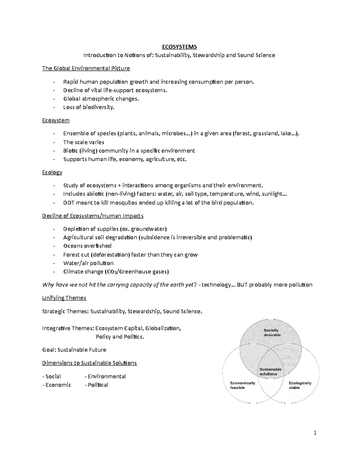 Course Lecture Notes - ECOSYSTEMS Introduction to Notions of ...
