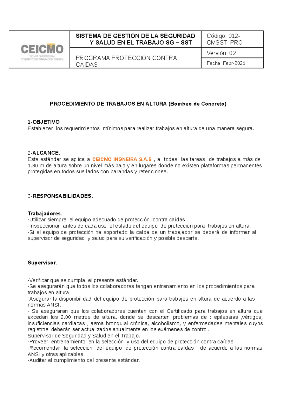 1. Procedimiento-de-Trabajos-en-Altura-actividad alto riesgo - SISTEMA ...