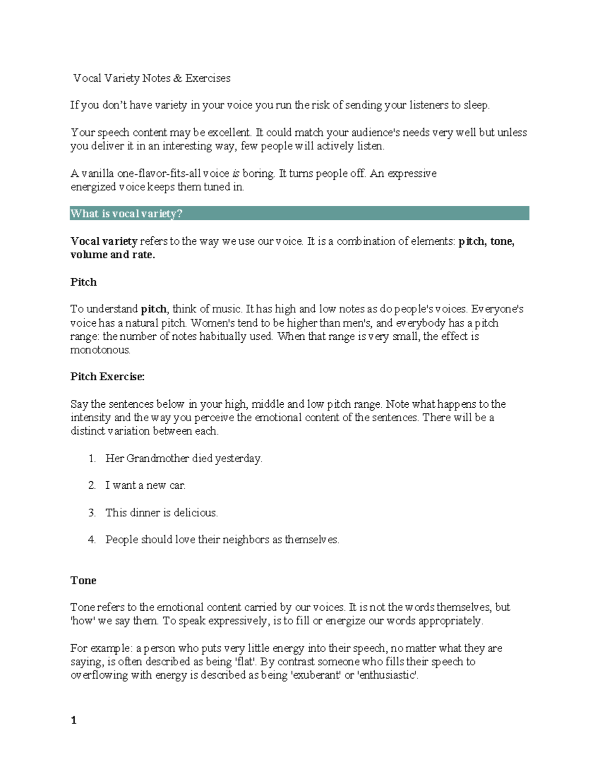 Vocal Variety Notes - Your speech content may be excellent. It could ...