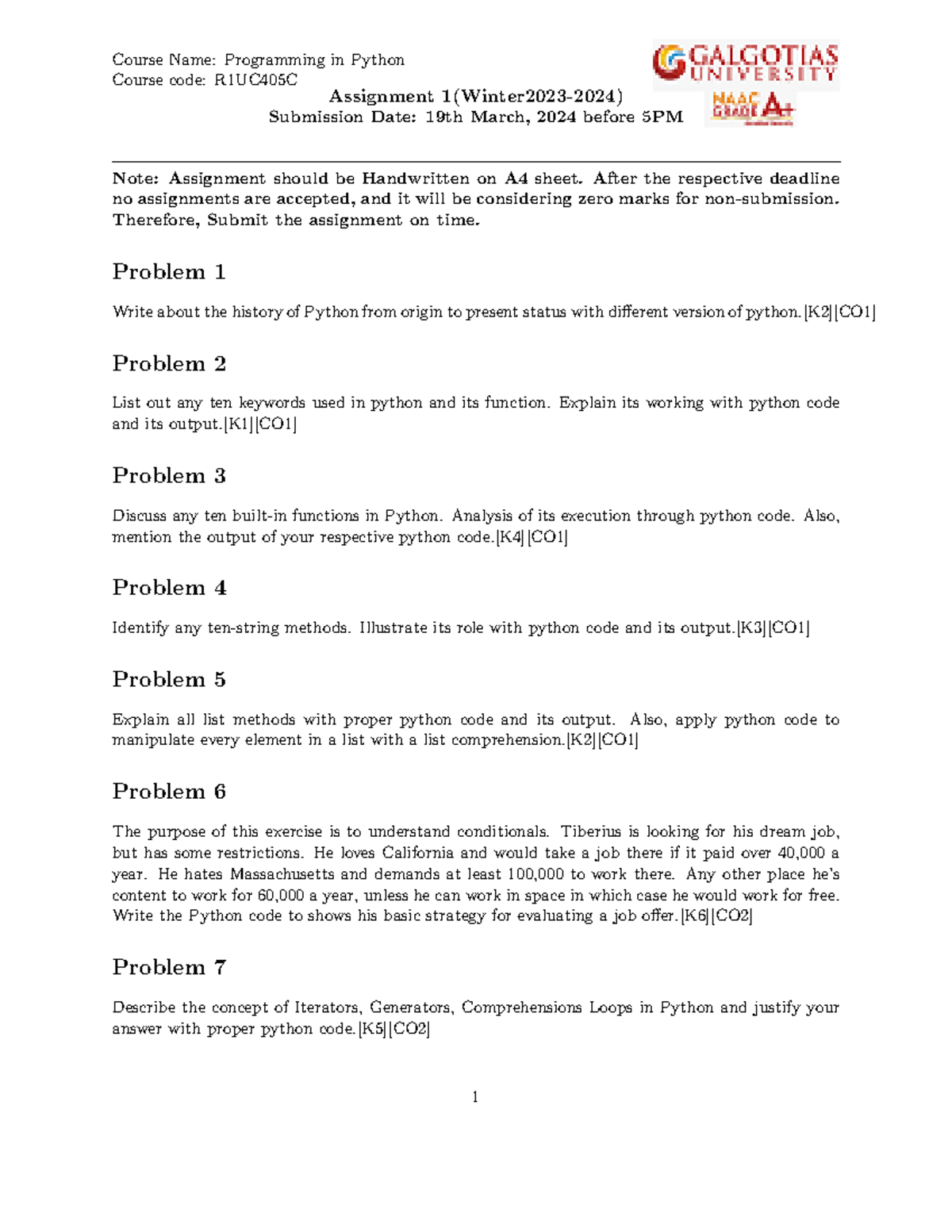 Python Assignment 1 - Hbbb - Course Name: Programming in Python Course ...