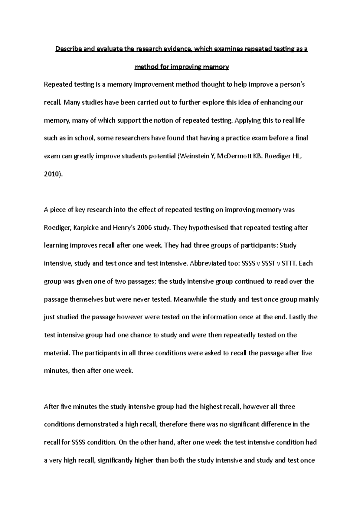 repeated-testing-essay-describe-and-evaluate-the-research-evidence
