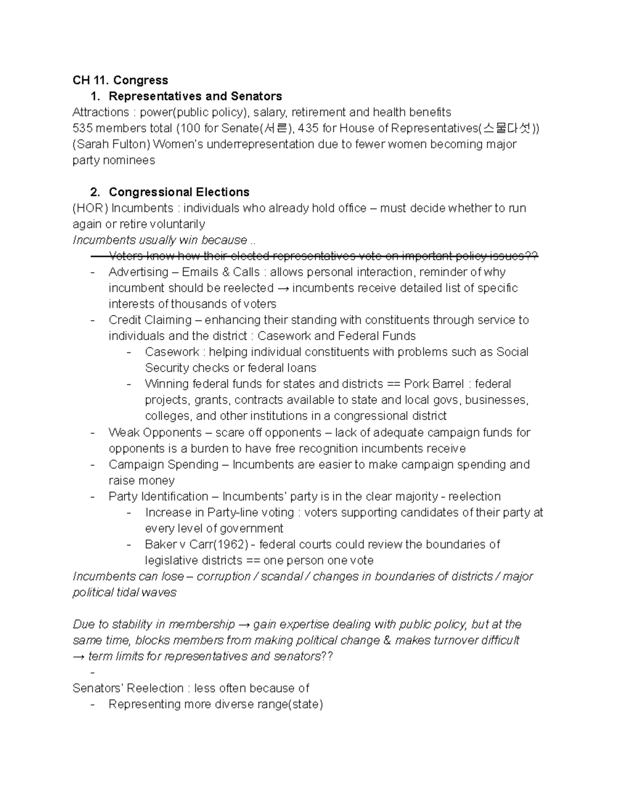 POL 1101 Exam 3 - Politics exam 3 study guide - CH 11. Congress 1 ...