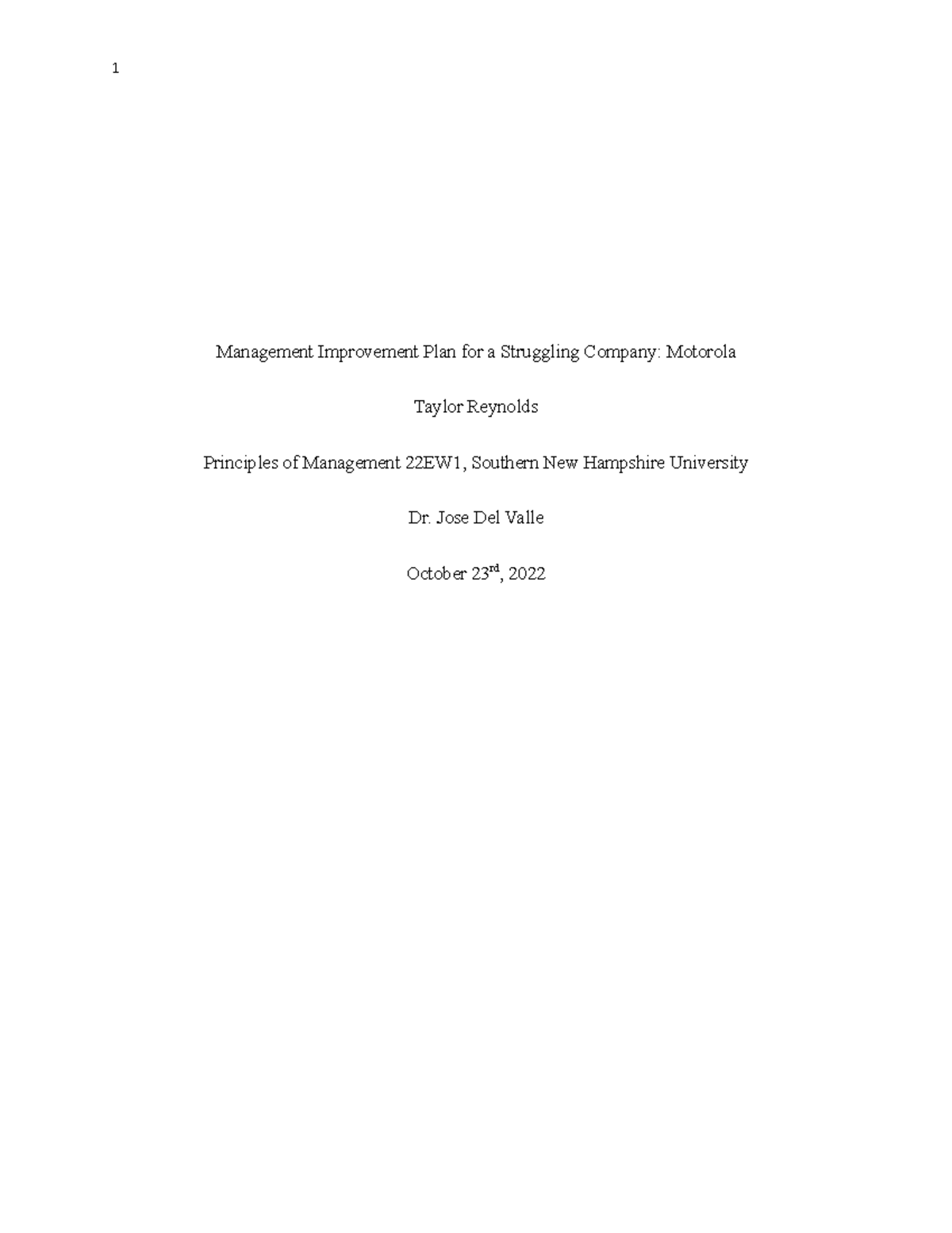 8-2 Final Project Motorola - Management Improvement Plan for a ...
