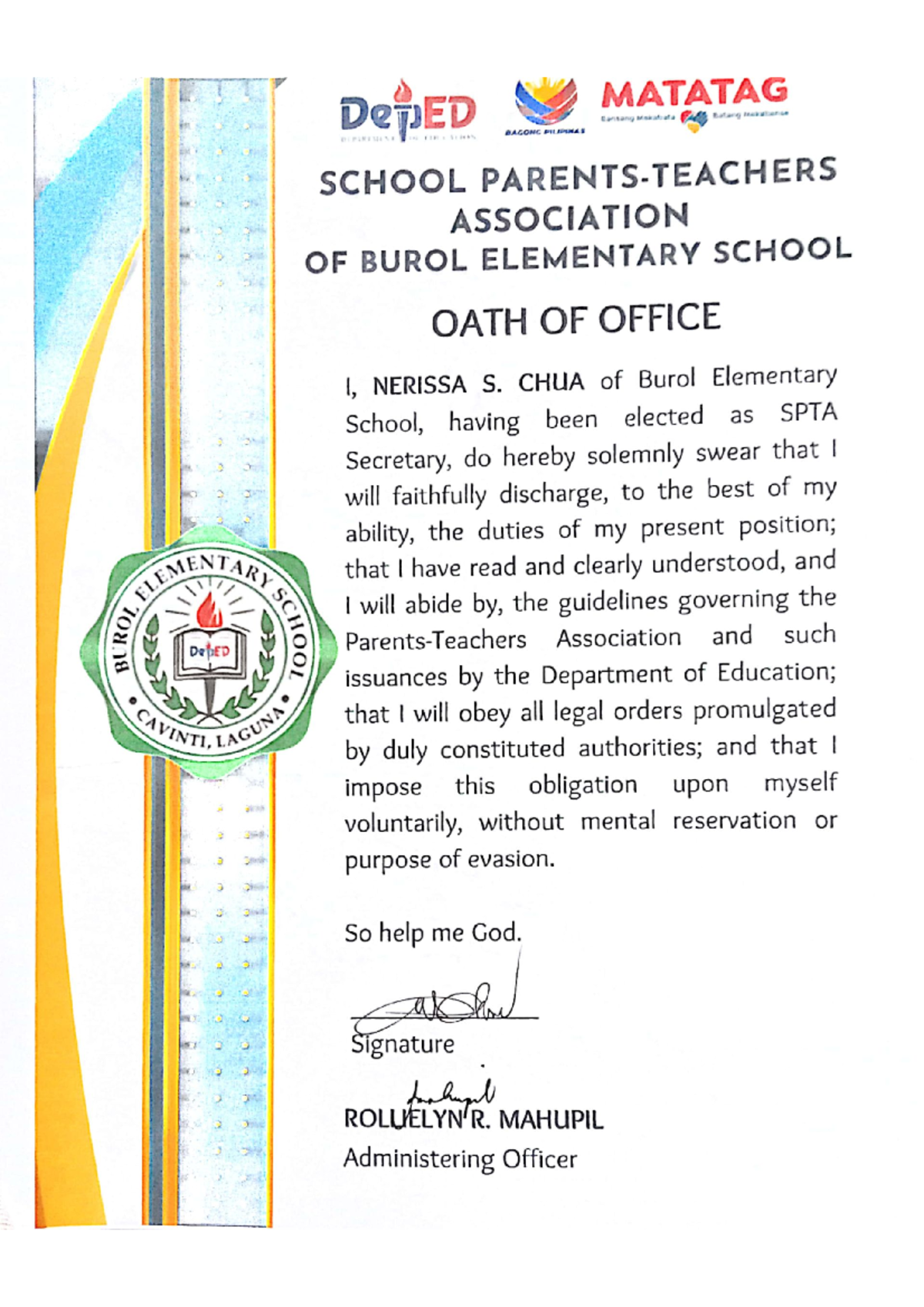 OATH of Office - CERTIFICATE - General Education - Studocu
