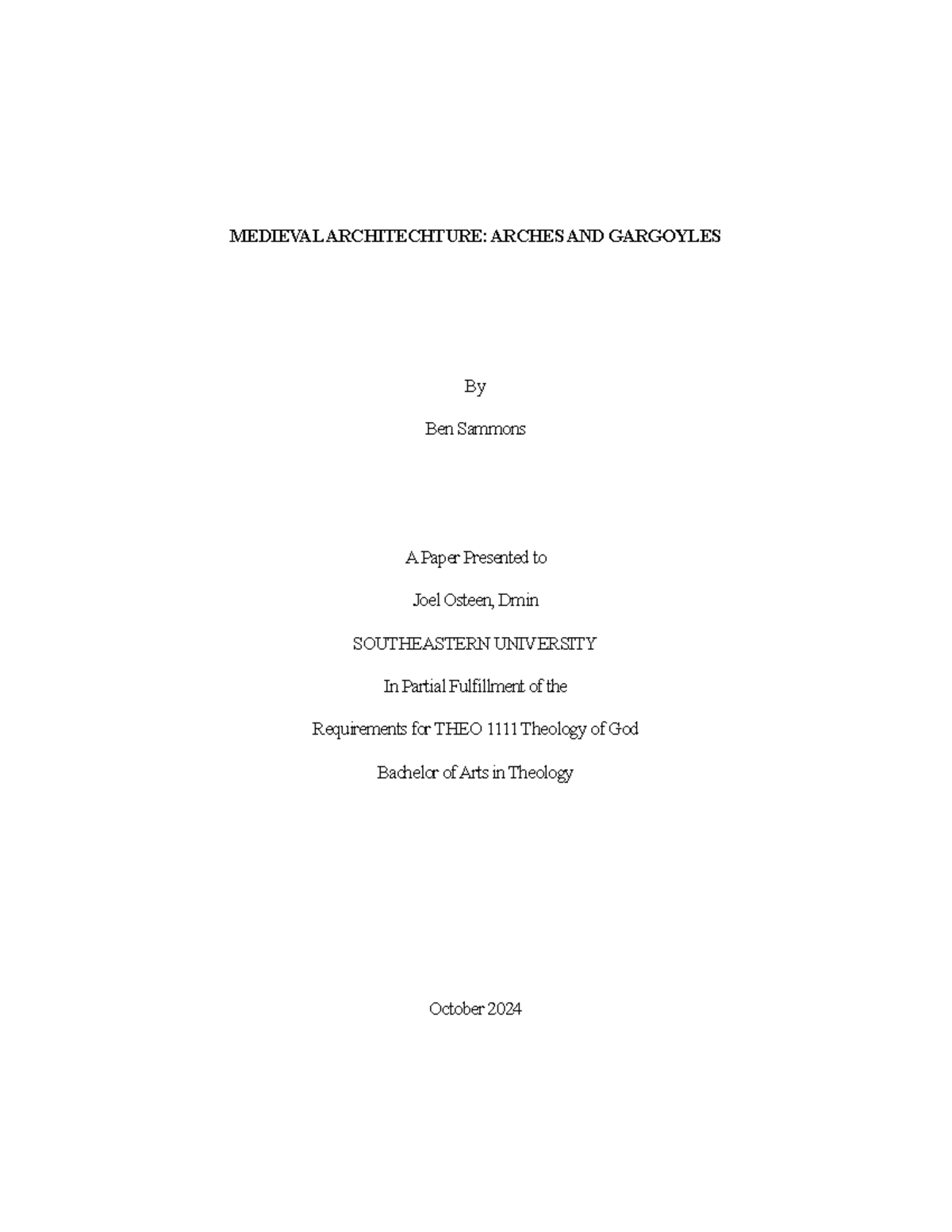 Sample Title Page and Bibliography Turabian - MEDIEVAL ARCHITECHTURE ...