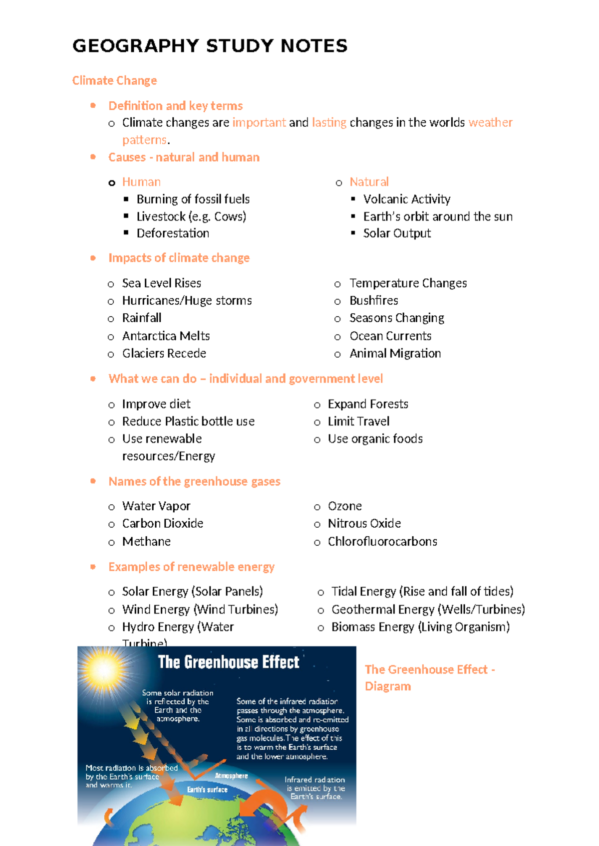 Geo Notes - jkfsakfhka - GEOGRAPHY STUDY NOTES Climate Change ...