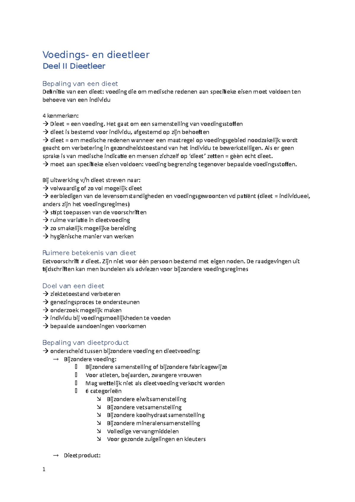 Voedings- en Dieetleer: DEEL II dieetleer samenvatting - Voedings- en ...
