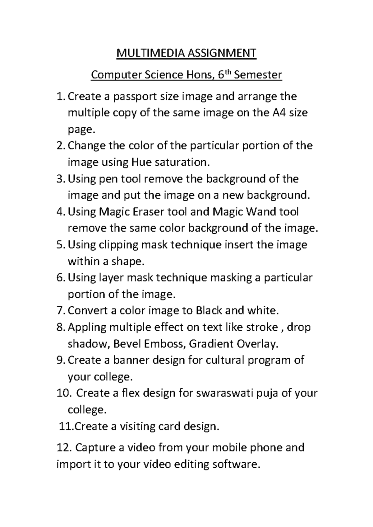 Multimedia Assignment CMS-A-DSE-A-4-P - MULTIMEDIA ASSIGNMENT Computer Science Hons, 6 th ...