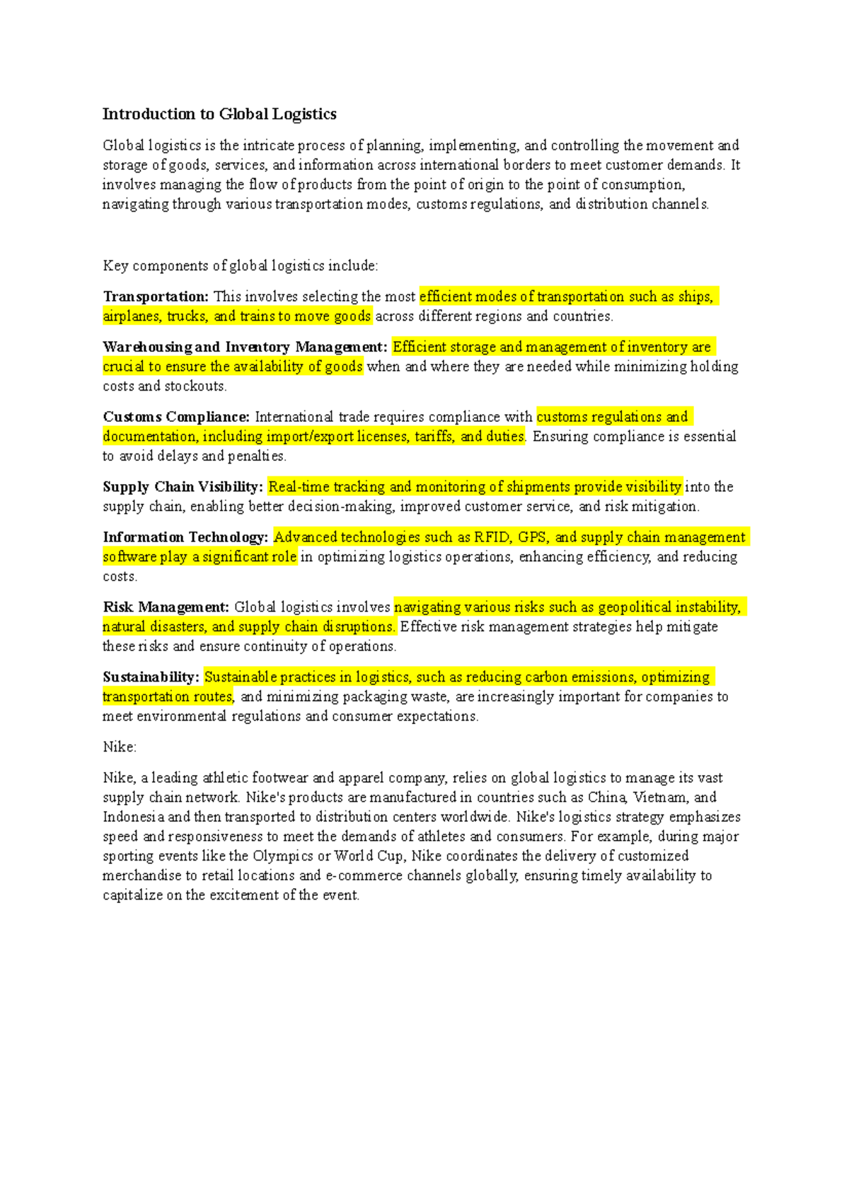 Import export and logistics management - Introduction to Global ...