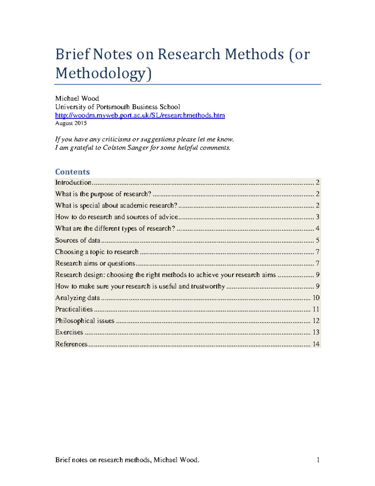 Rm Notes - Best of best - Brief Notes on Research Methods (or ...