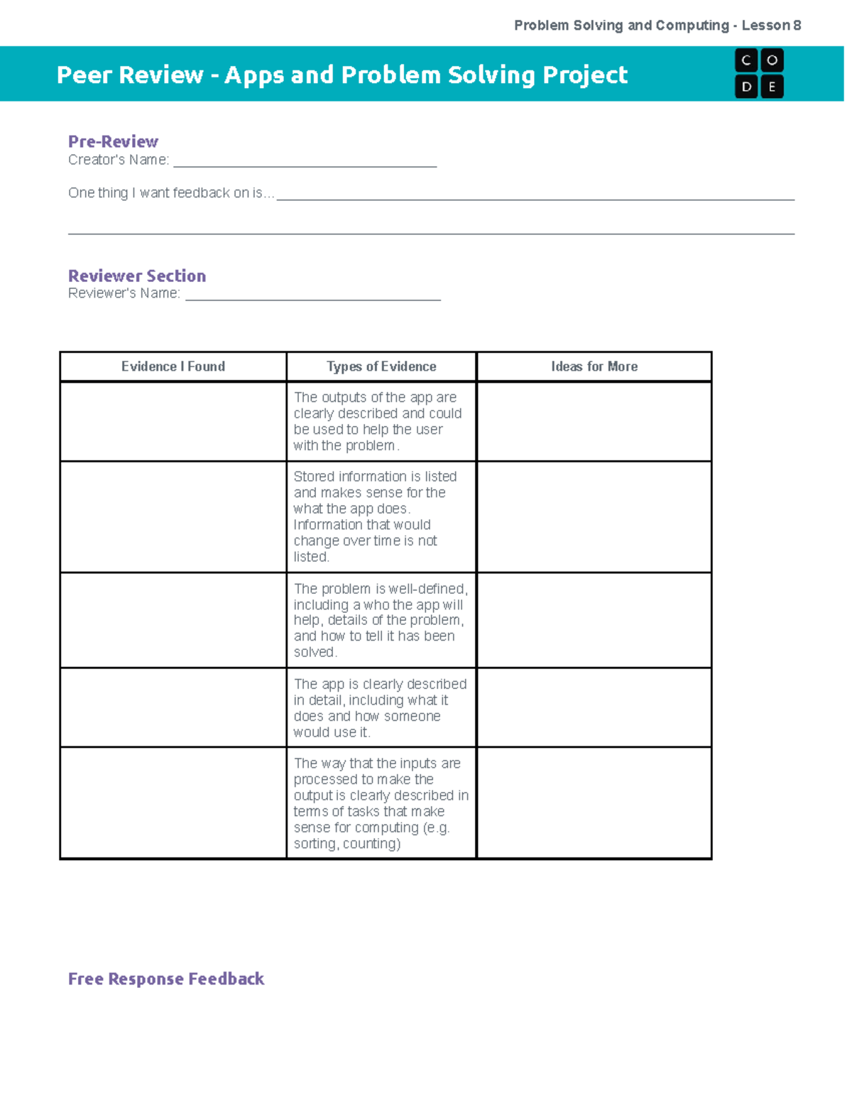 U1L08 - Peer Review - Apps and Problem Solving Project - Problem Solving and Computing - Lesson ...