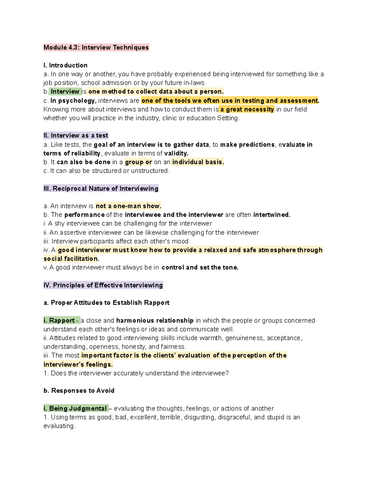 Module 4.3 - Digitalized note in Psychology. These materials can help ...
