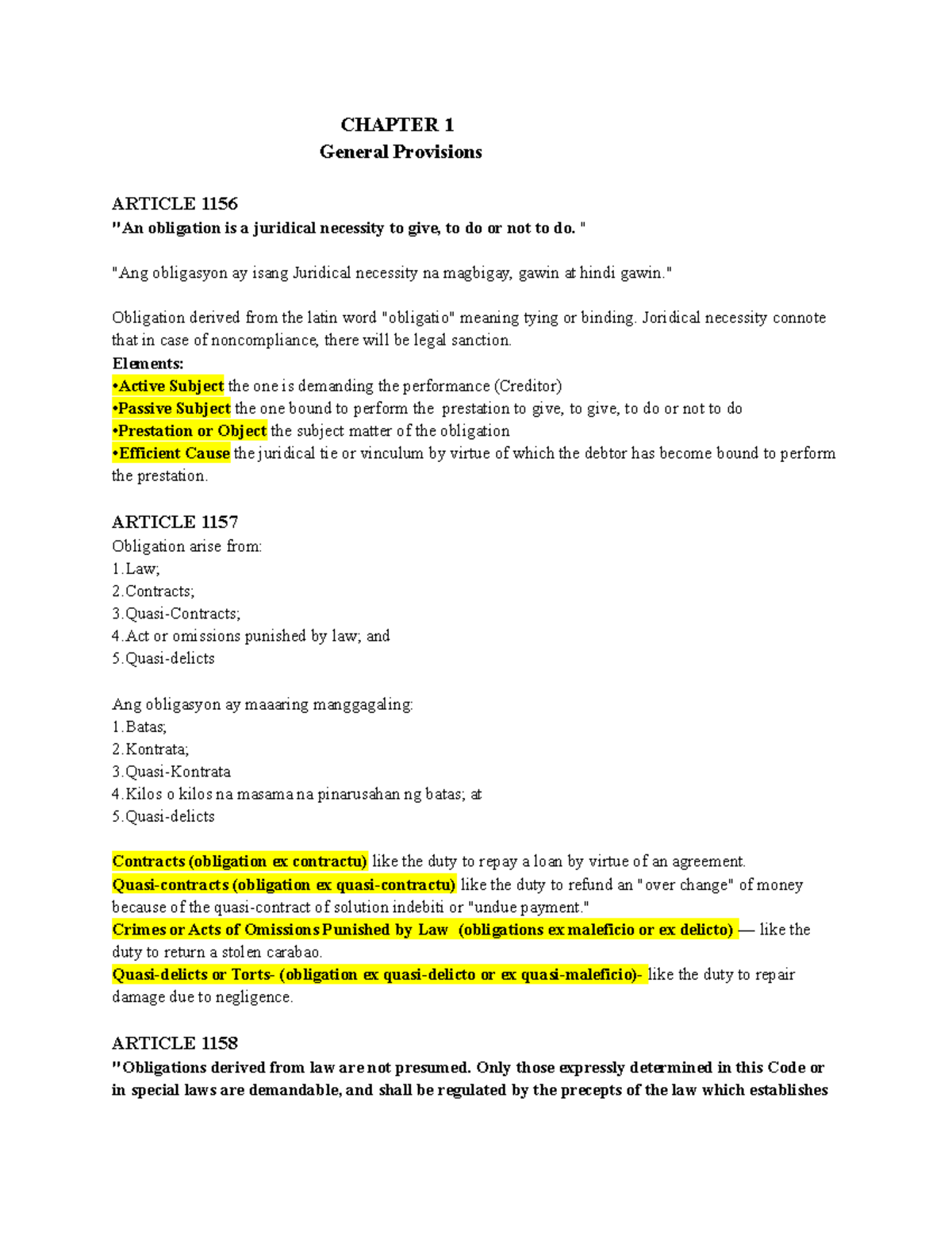 Business Law reviewer for first year - CHAPTER 1 General Provisions ...