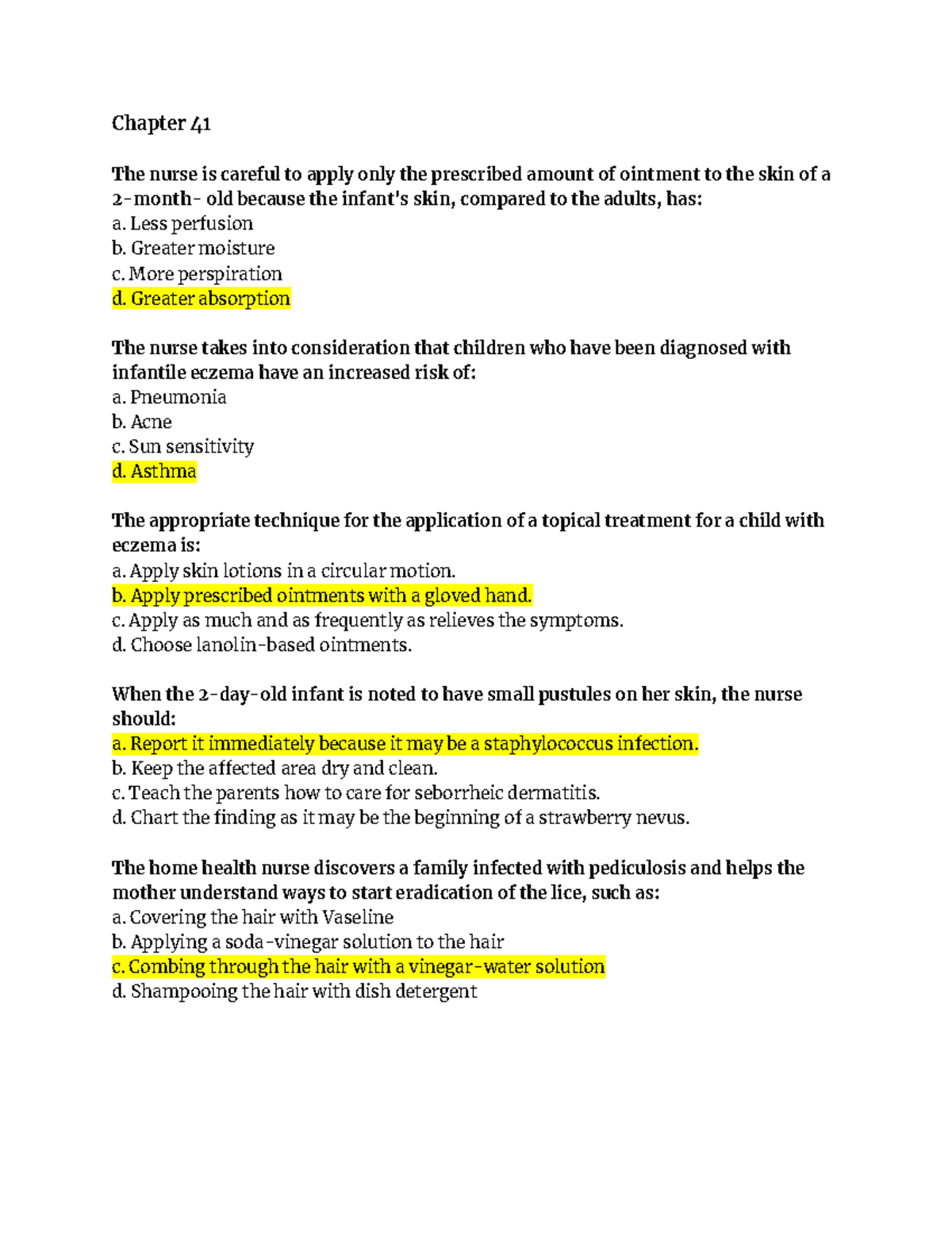 Chapter 41 - Study guide for maternal - Chapter 41 The nurse is careful ...