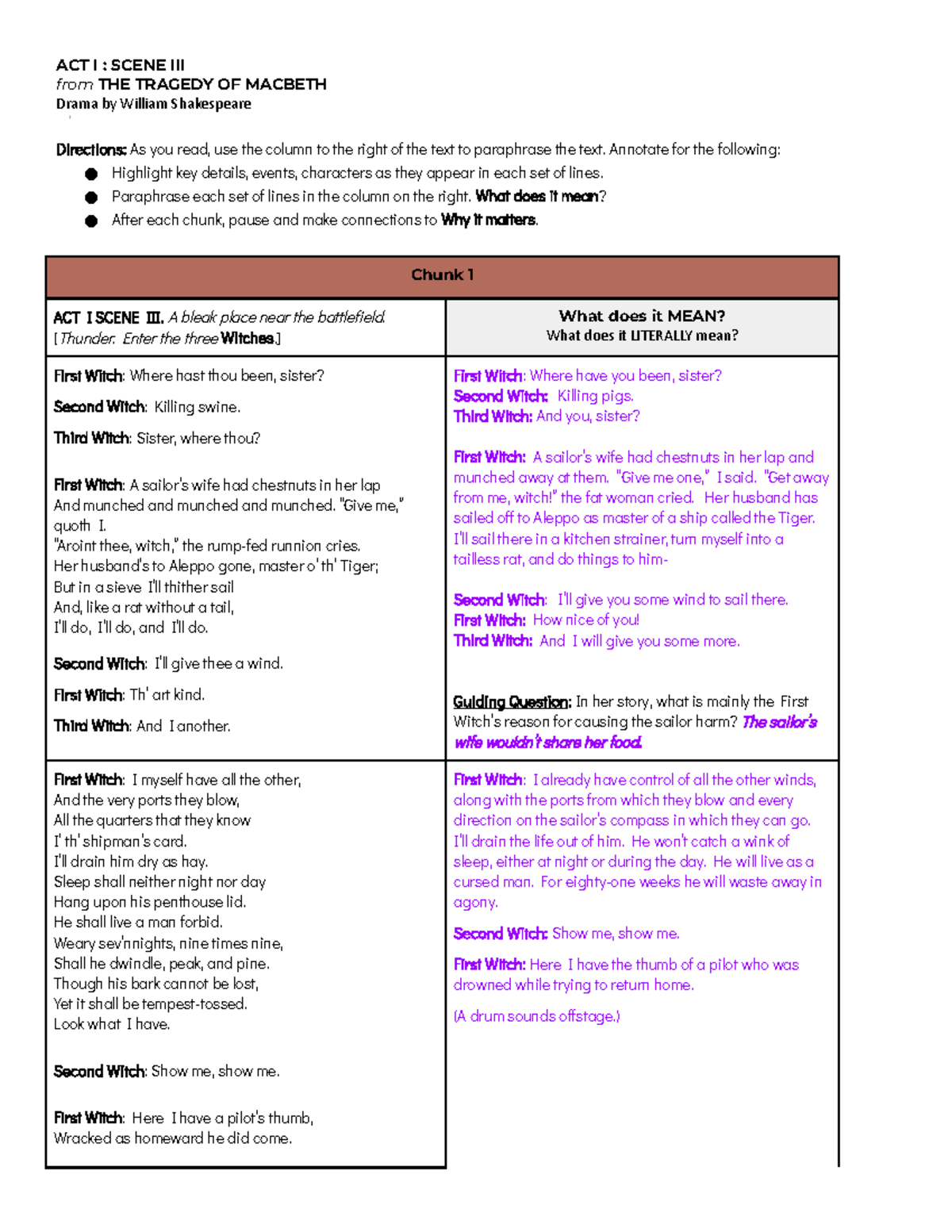 Cop Macbeth ACT I, Scene III - Mean Matter Organizer - ACT I : SCENE ...
