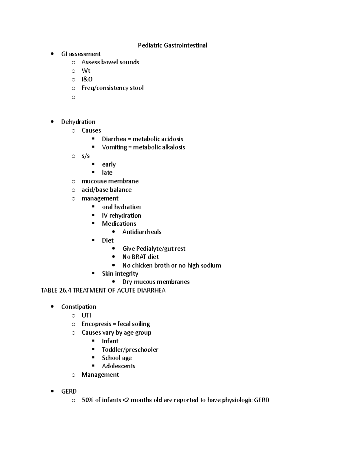 Pediatric Gastrointestinal - Studocu