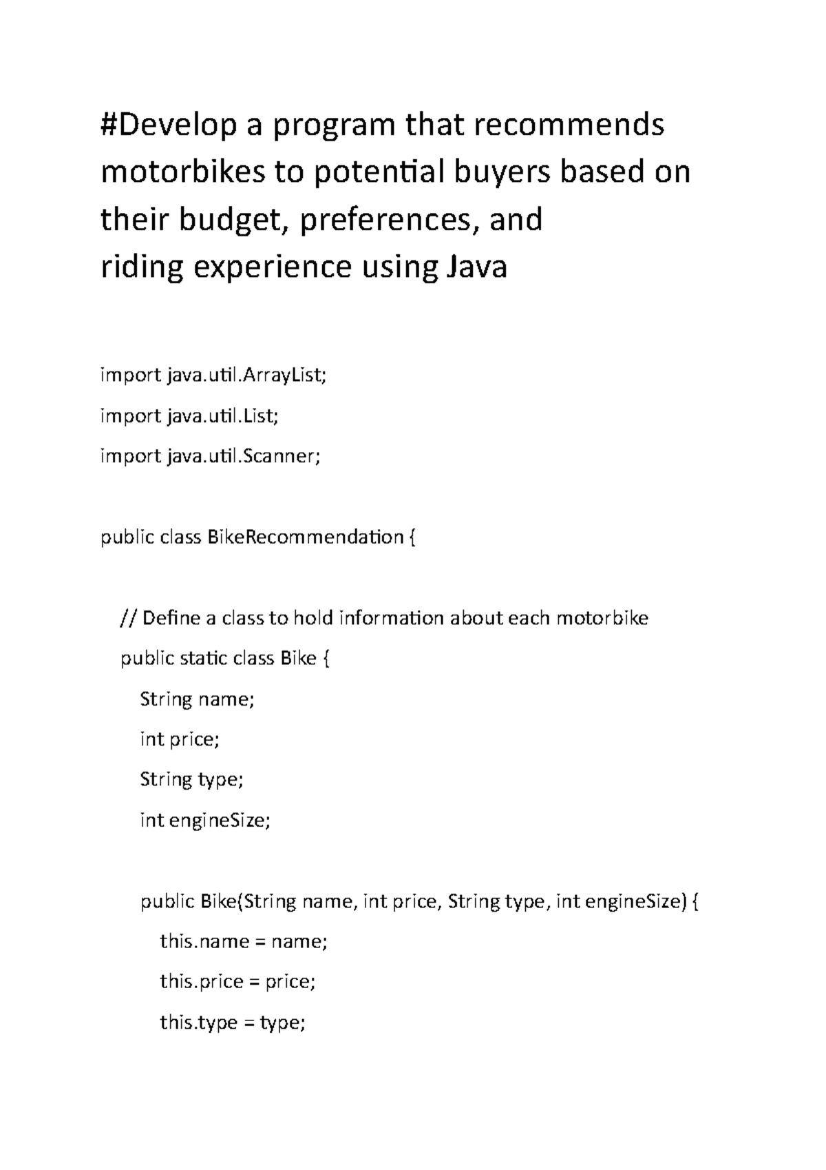 Potential buyers based on their budget - java - #Develop a program that ...