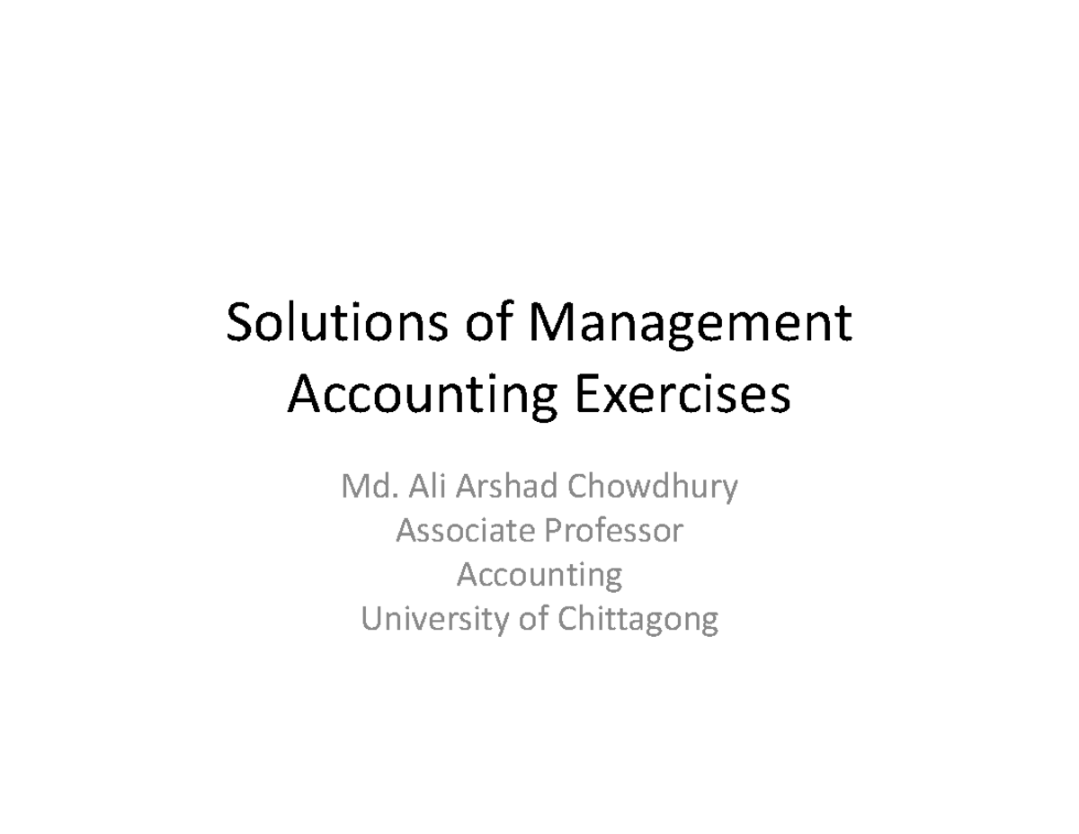 Mgt acc solutions - solution - Solutions of Management Accounting ...