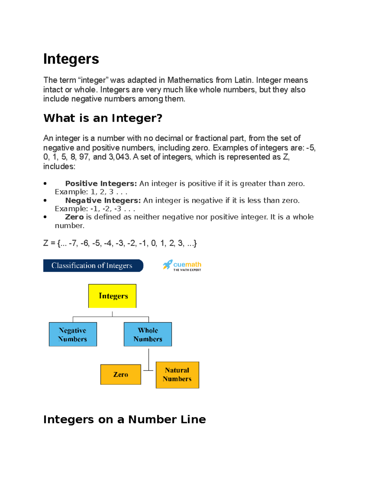 Integers - Integers The Term “integer” Was Adapted In Mathematics From