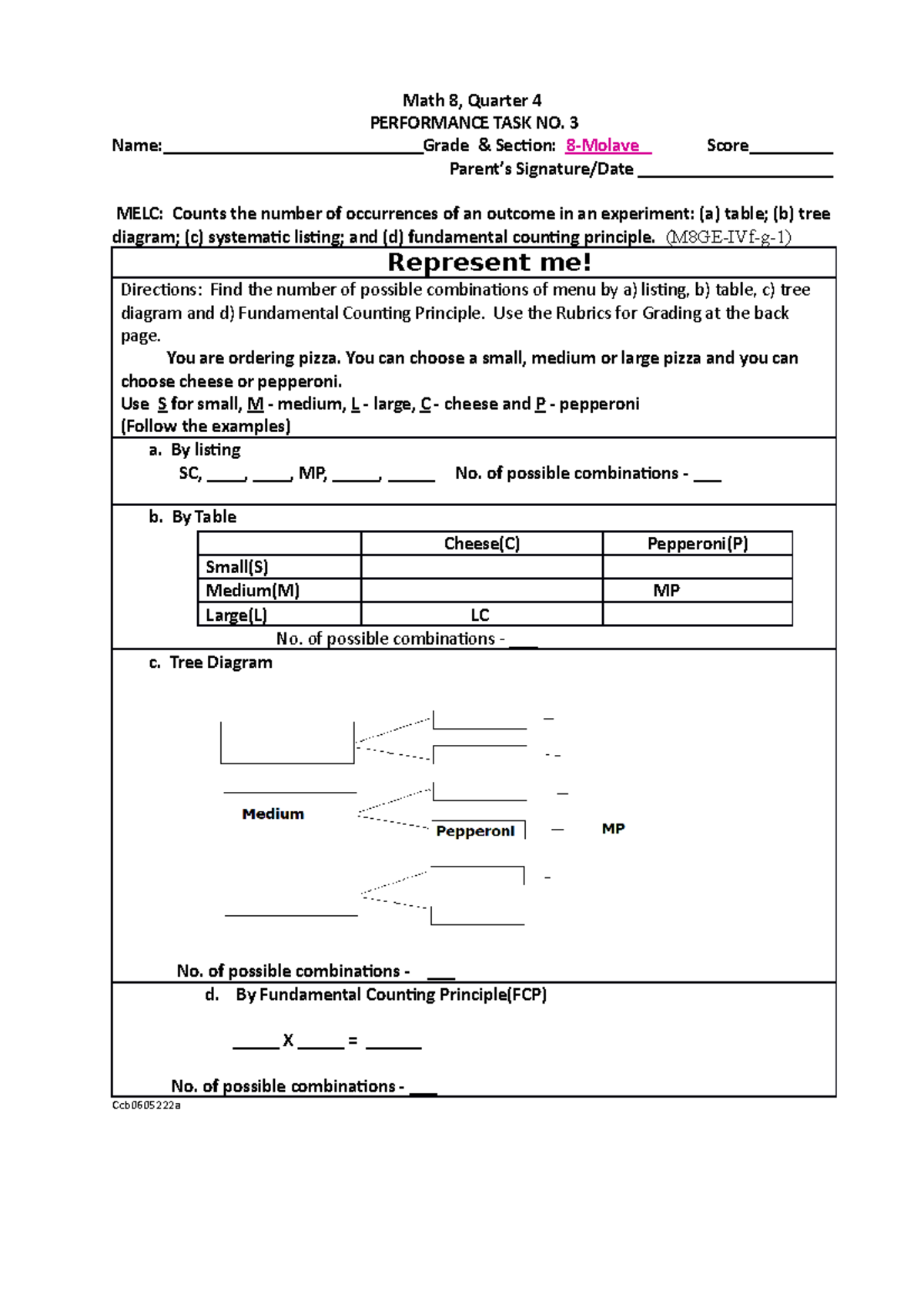 Math 8 Q4 Ptask 4 - Study well - Math 8, Quarter 4 PERFORMANCE TASK NO. 3 - Studocu