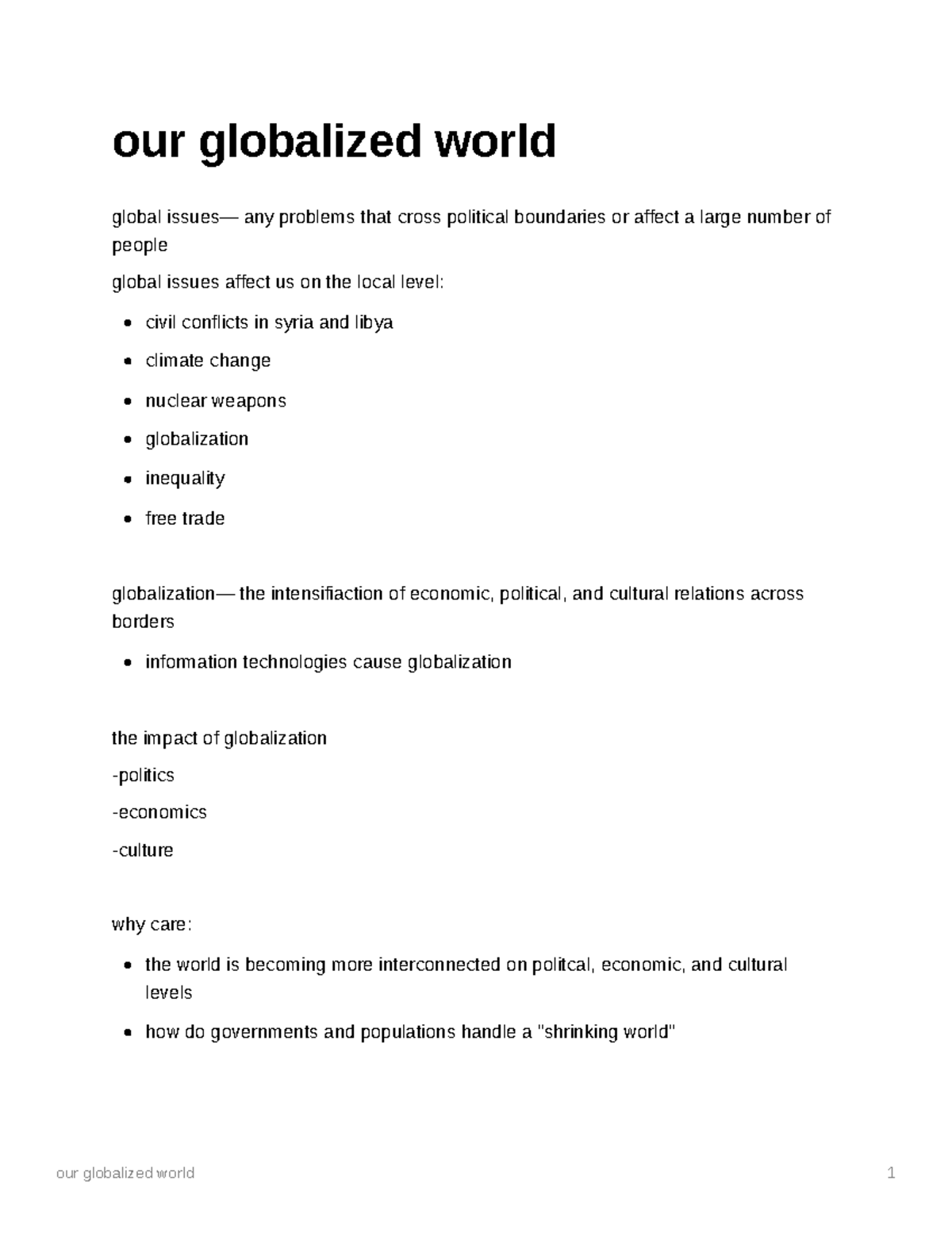 Our globalized world - Global - our globalized world 1 our globalized ...