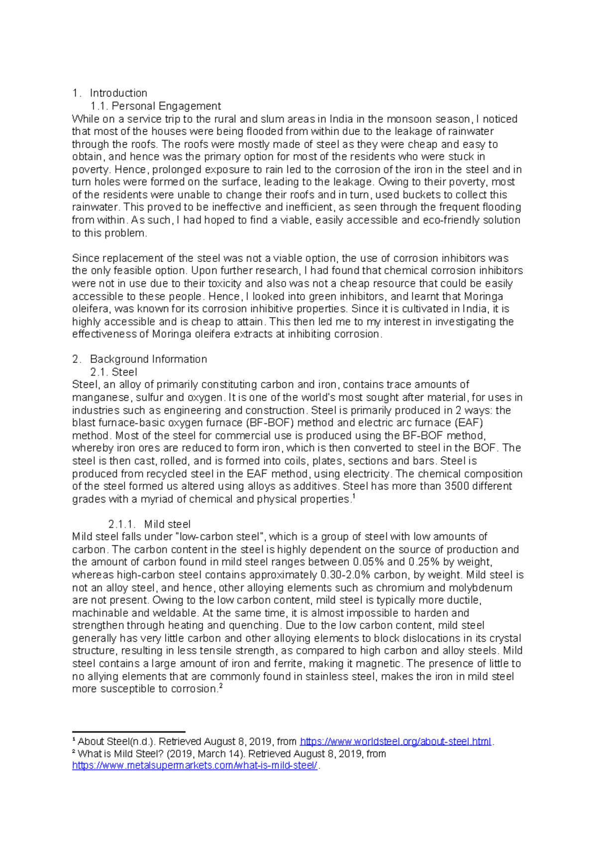 Chem EE draft 1 - 1. Introduction 1. Personal Engagement While on a ...