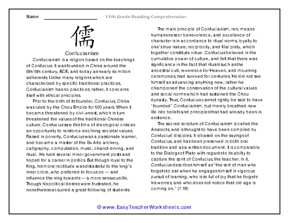 Confucianism 1 - I studied Bachelor of Secondary Education major in ...