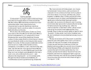 Confucianism Answer Key - ©EasyTeacherWorksheets ANSWERS No. He merely ...