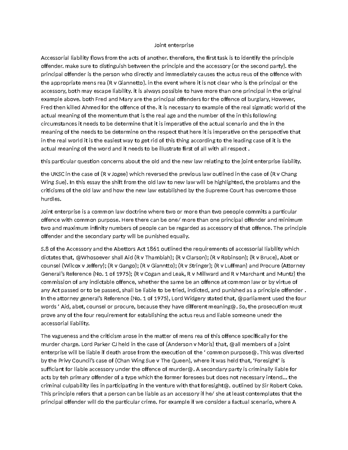 Typing practices - good to go - Joint enterprise Accessorial liability ...