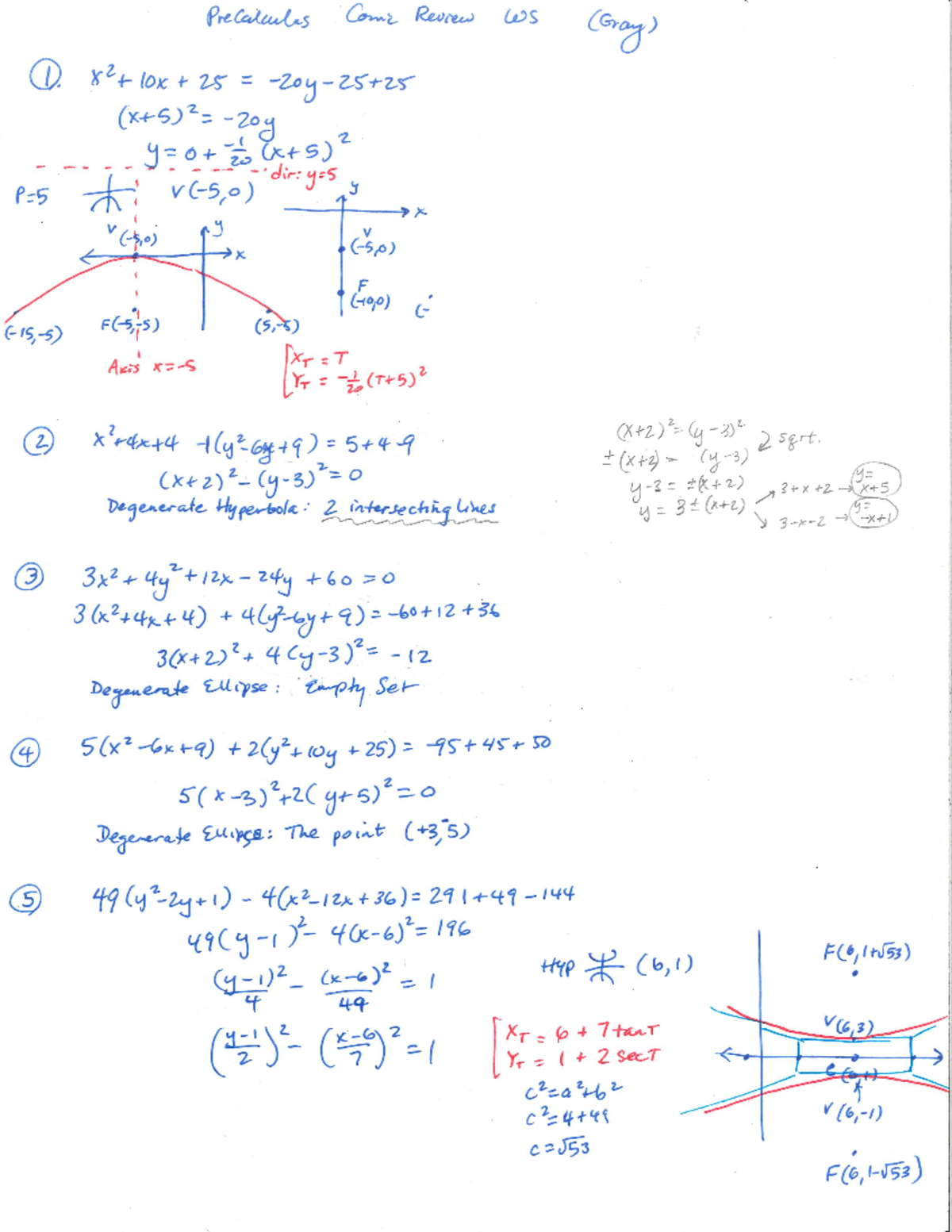 Conics Cumulative Review Solutions - MAT 129 - Studocu
